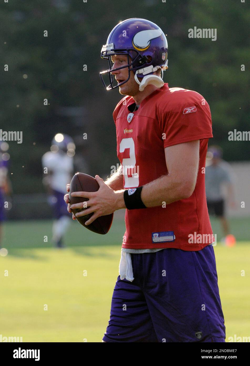 In this photo made Saturday, July 31, Minnesota Vikings quarterback ...