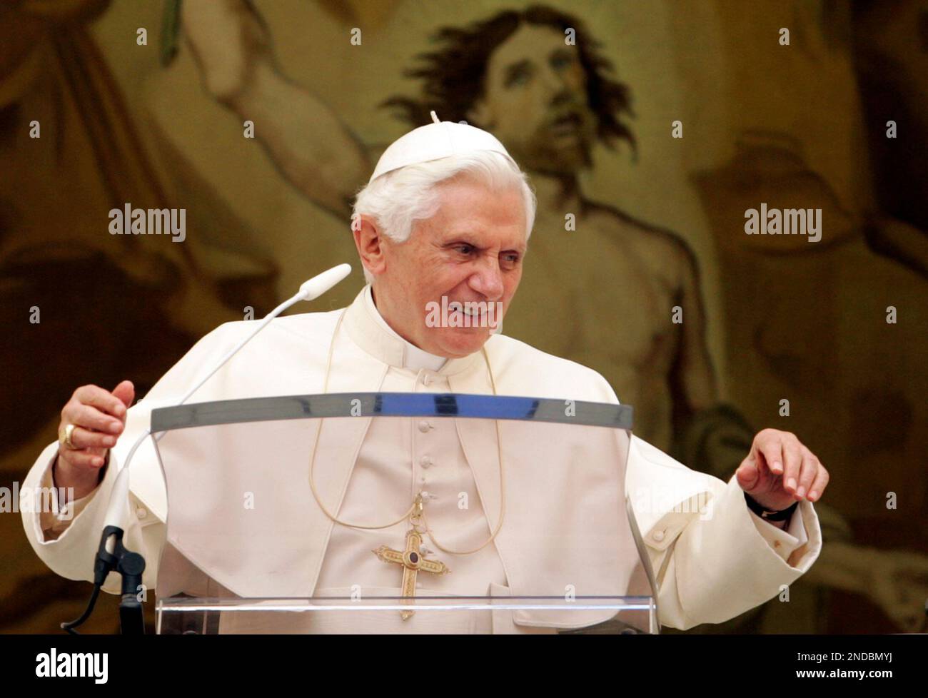 Pope Benedict XVI leads the Angelus prayer at Castel Gandolfo, in the ...