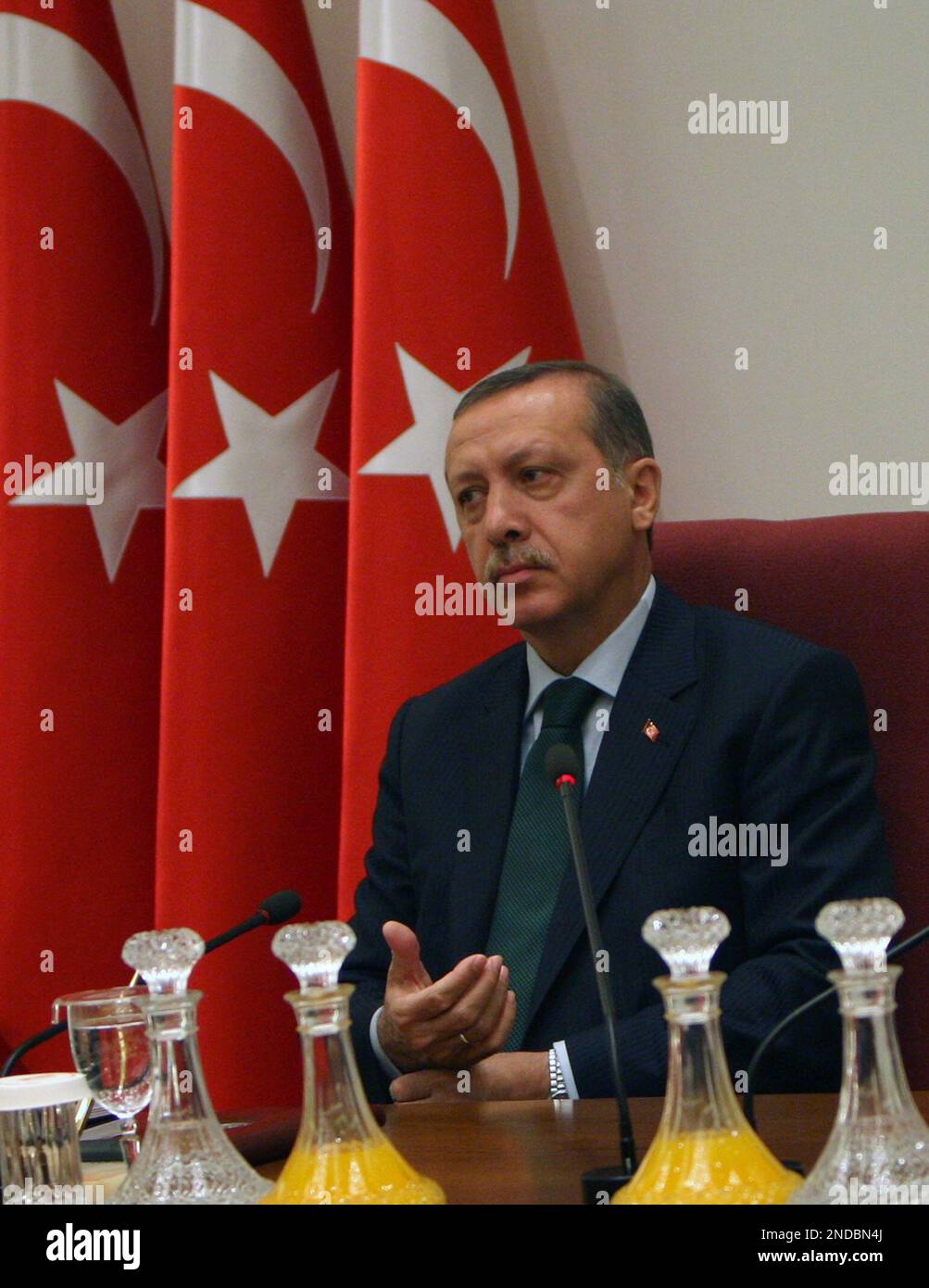 Turkish Prime Minister Recep Tayyip Erdogan attends the military's ...