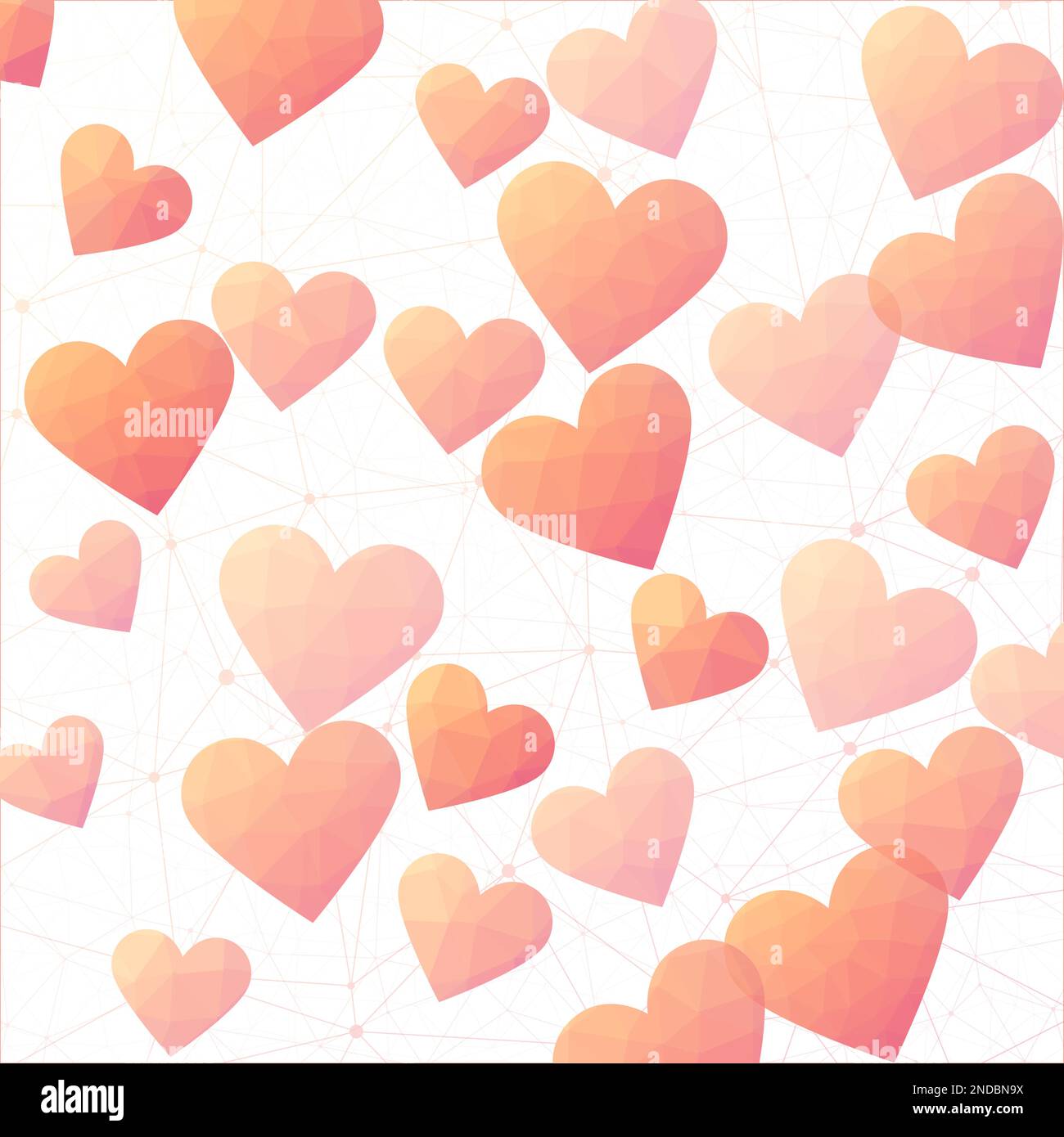 Low Poly Hearts. Polygonal hearts in pink and yellow colors. Amazing ...