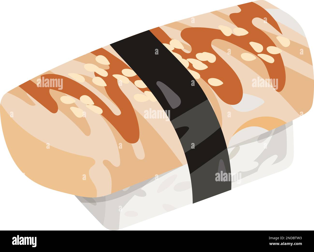 Tamago sushi. Cartoon japanese food with raw fish Stock Vector Image ...