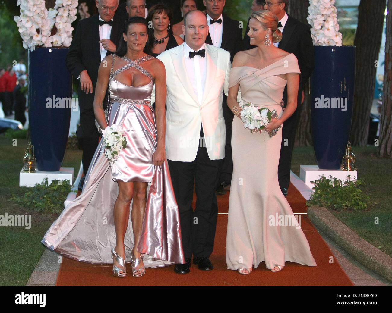 Prince Albert II of Monaco with his fiancee Charlene Wittstock,right ...