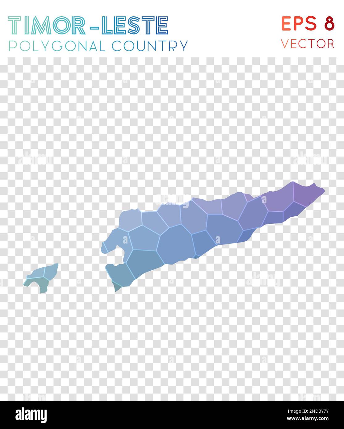 Timor-Leste polygonal map, mosaic style country. Elegant low poly style ...