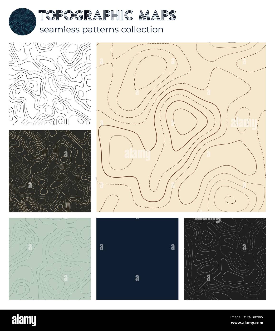 Topographic maps. Authentic isoline patterns, seamless design. Elegant ...