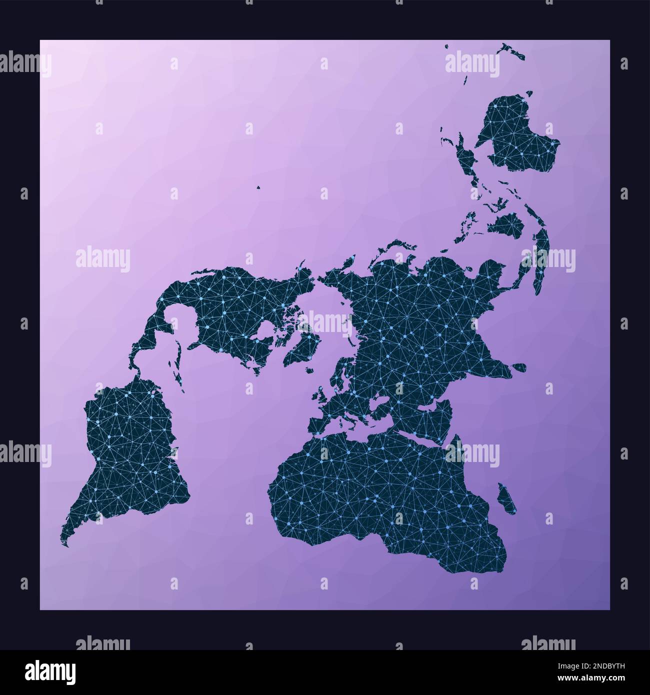 Communications map of the world. Peirce quincuncial projection. World ...