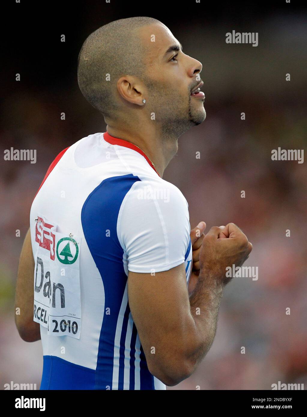 France's Garfield Darien reacts after finishing second in the Men's ...