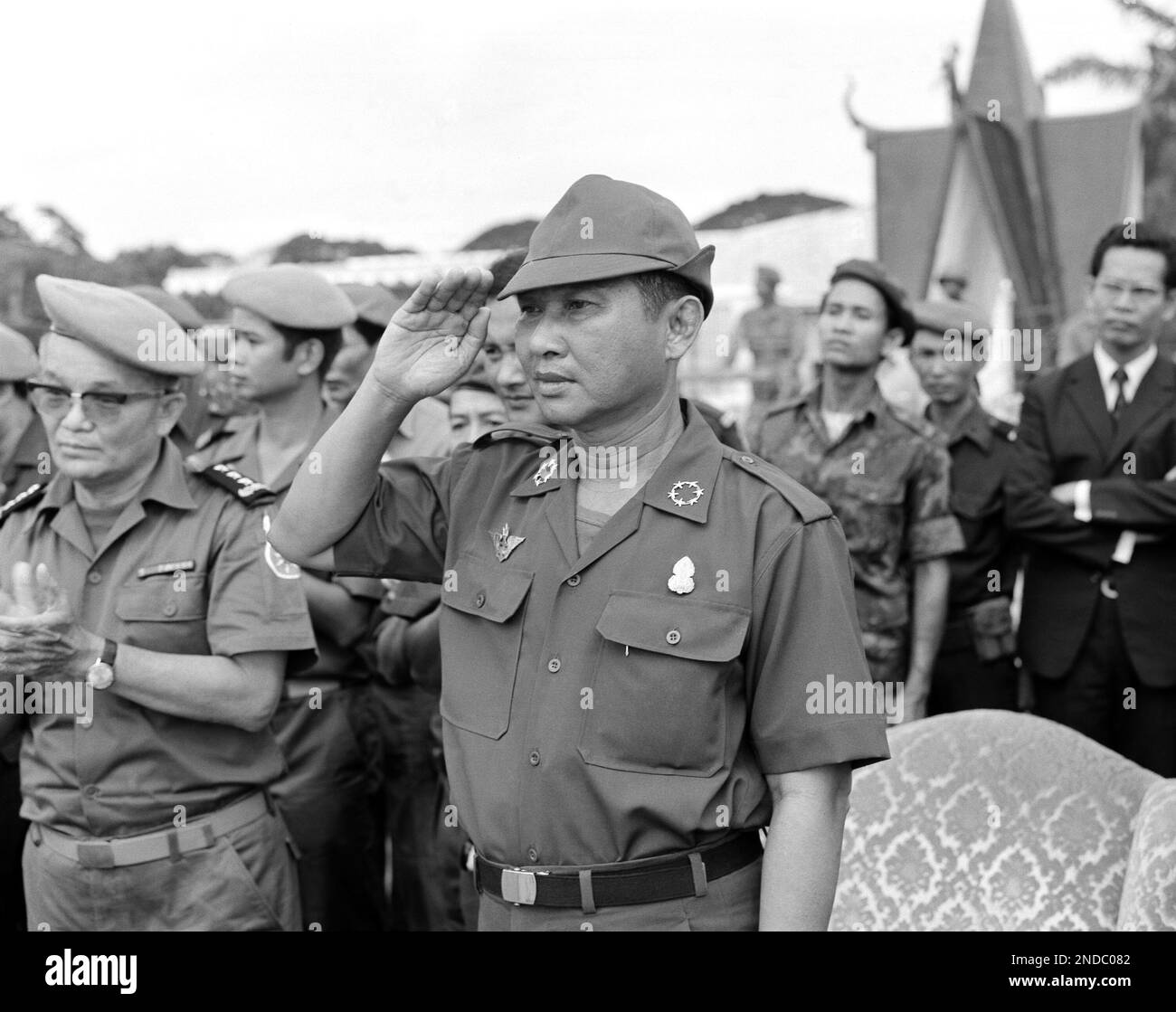 Marshall and President Lon Nol, during a ceremony Phnom Penh marking ...