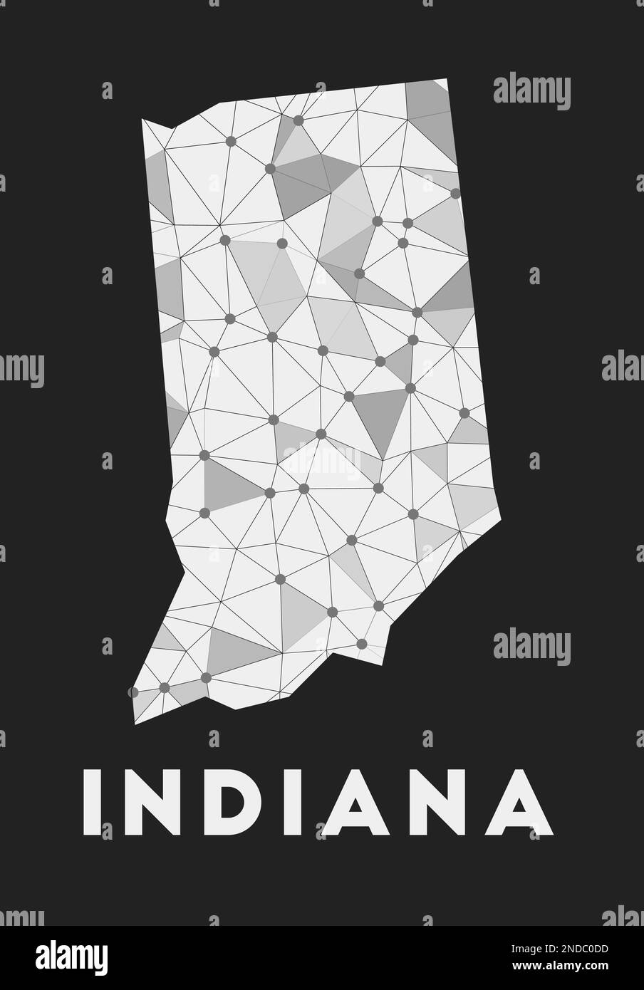 Indiana - communication network map of US state. Indiana trendy ...