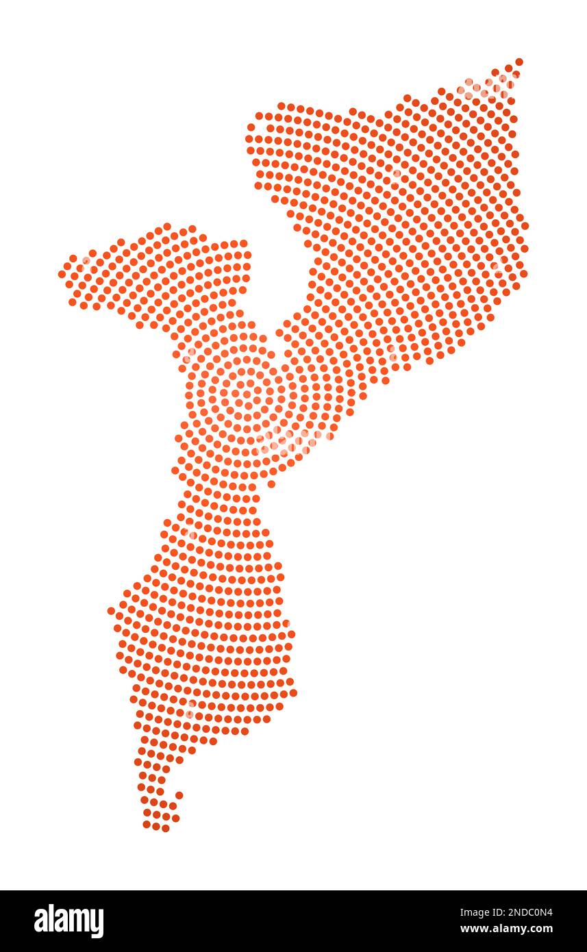 Mozambique dotted map. Digital style shape of Mozambique. Tech icon of the country with ...