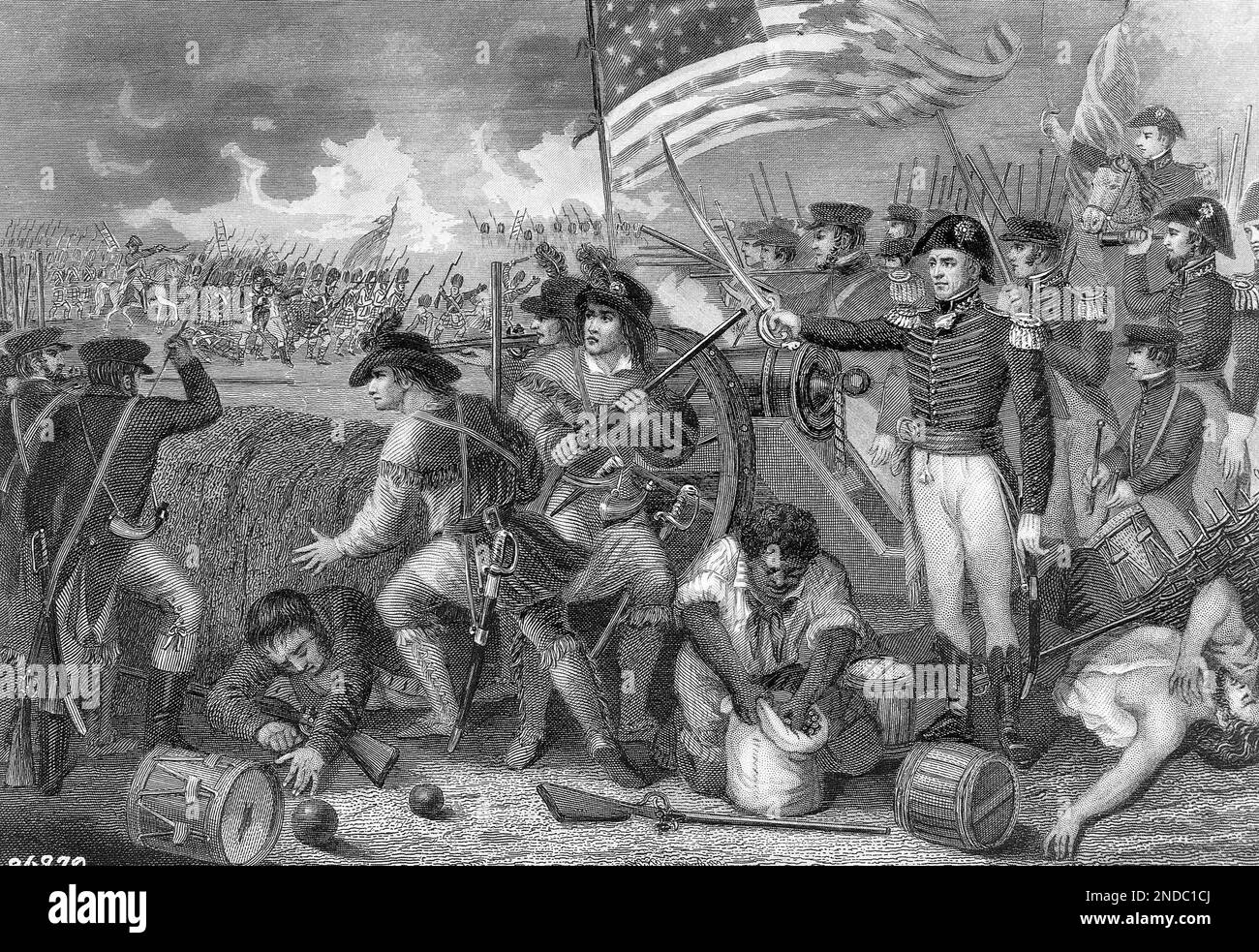 Battle of New Orleans showing General Andrew Jackson and his troops ...