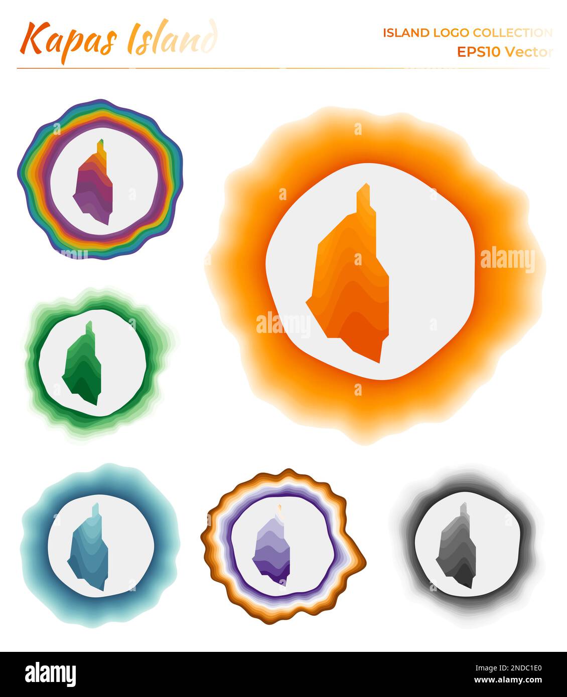 Kapas logo collection. Colorful badge of the island. Layers around ...