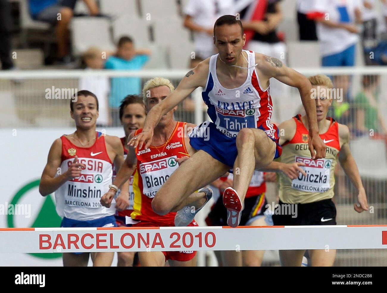 France's Bouabdellah Tahri competes in a Men's 3000m Steeplechase heat ...