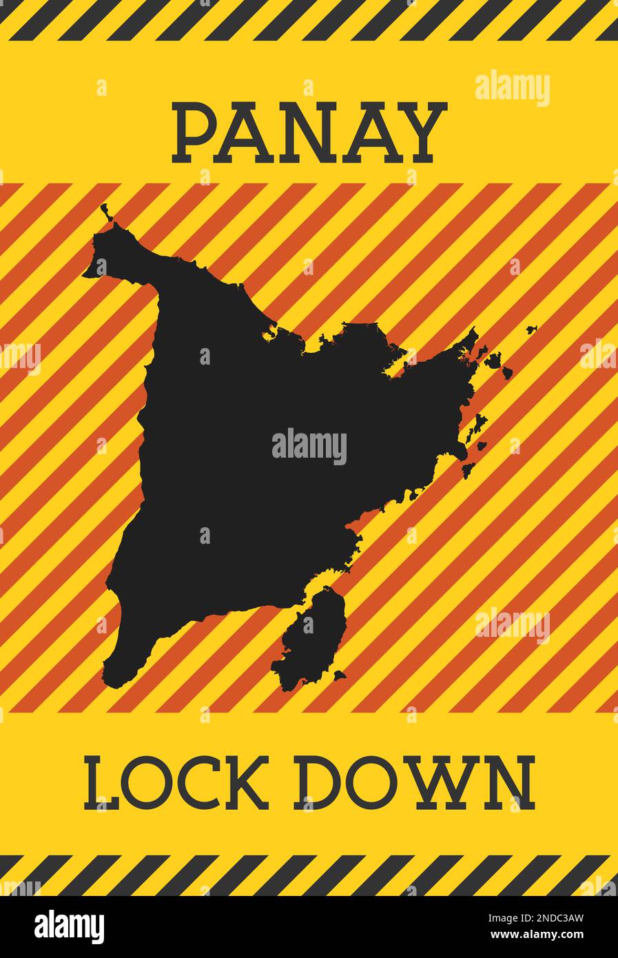 Panay Lock Down Sign. Yellow island pandemic danger icon. Vector ...