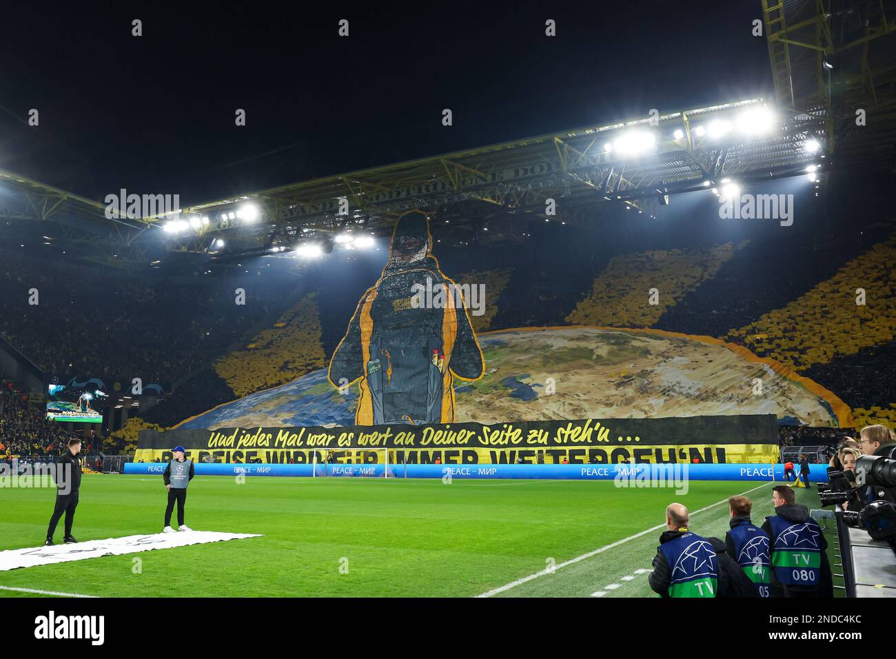 DORTMUND, GERMANY - FEBRUARY 15: Fans of Borussia Dortmund in “ Die ...