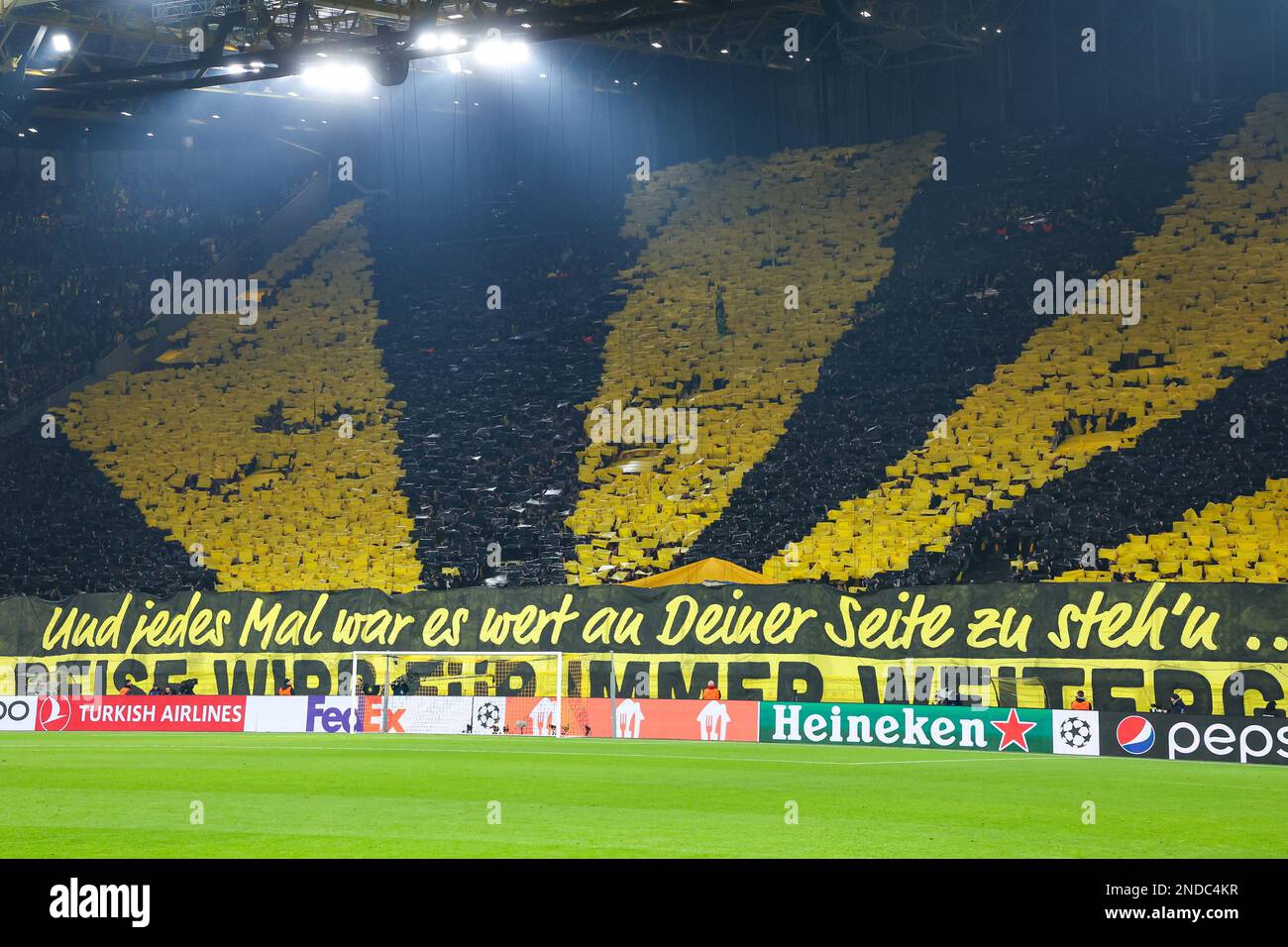 DORTMUND, GERMANY - FEBRUARY 15: Fans of Borussia Dortmund in “ Die ...