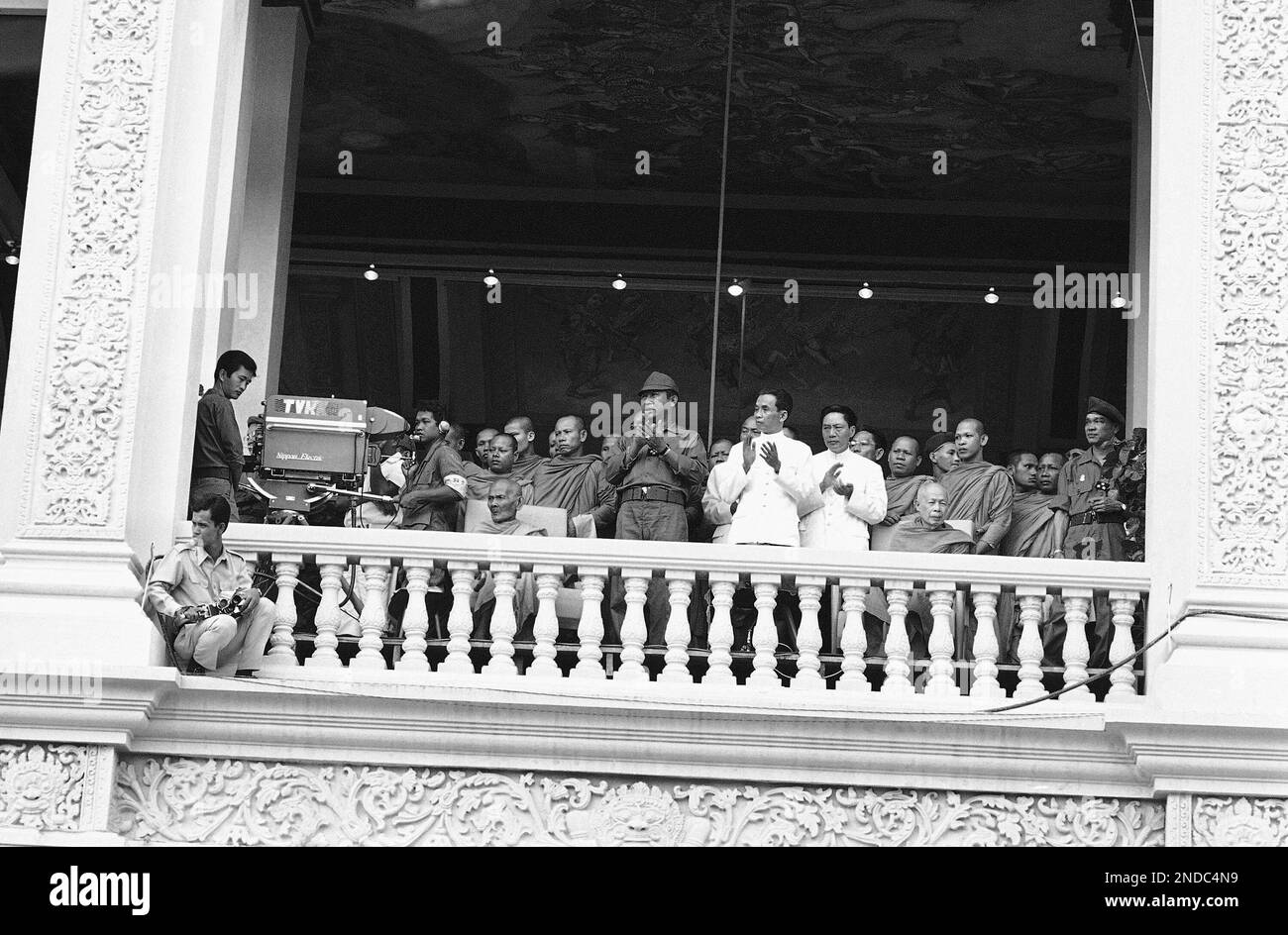 Cambodian Prime Minister and newly-promoted Gen. Lon Nol (2nd left ...
