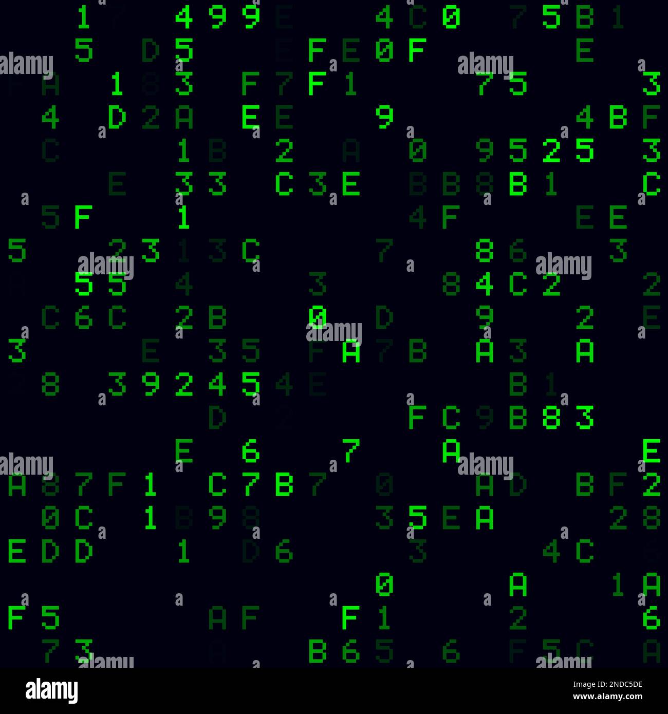 Digital cover. Green sparse hexadecimal background. Small sized ...