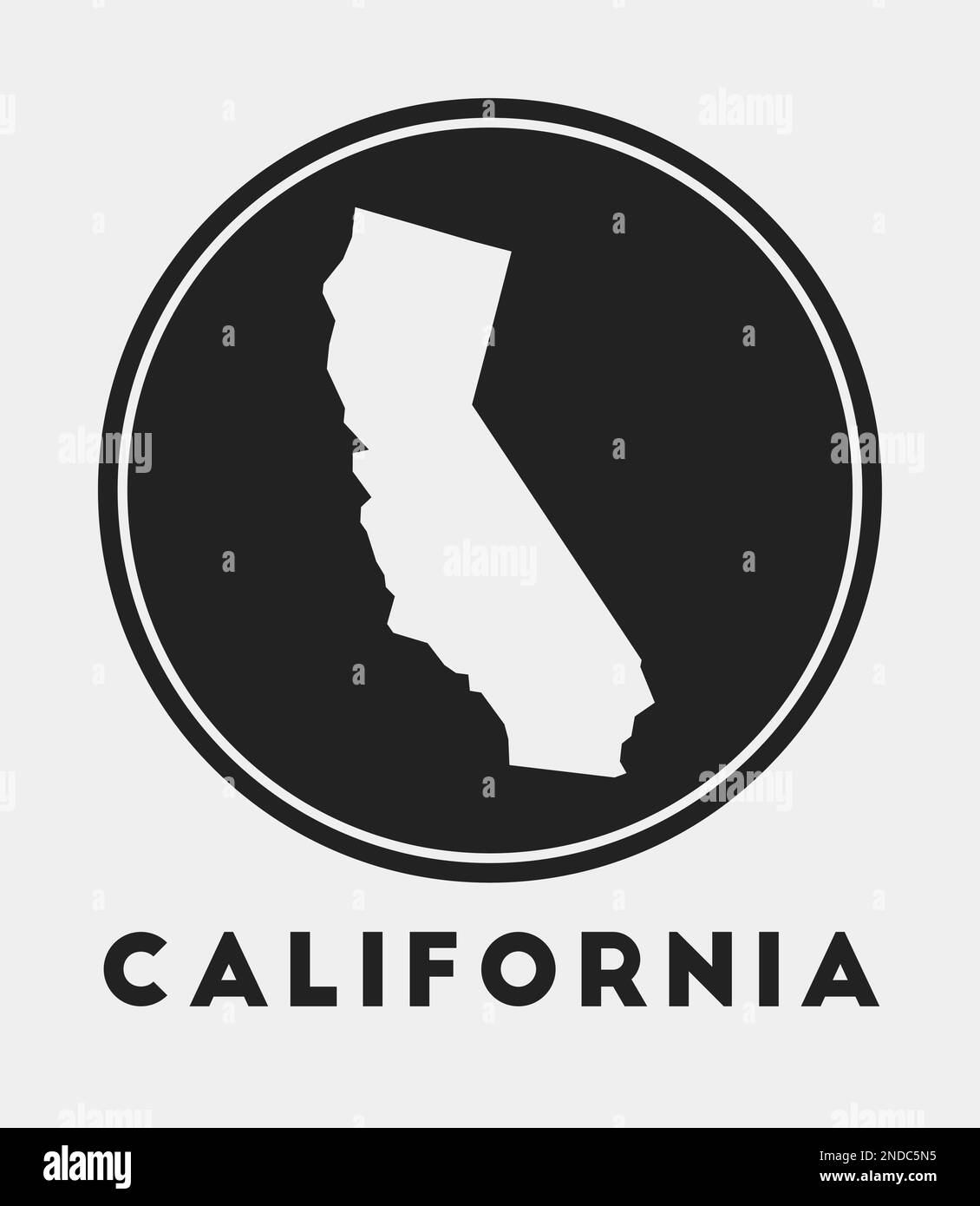 California icon. Round logo with US state map and title. Stylish ...