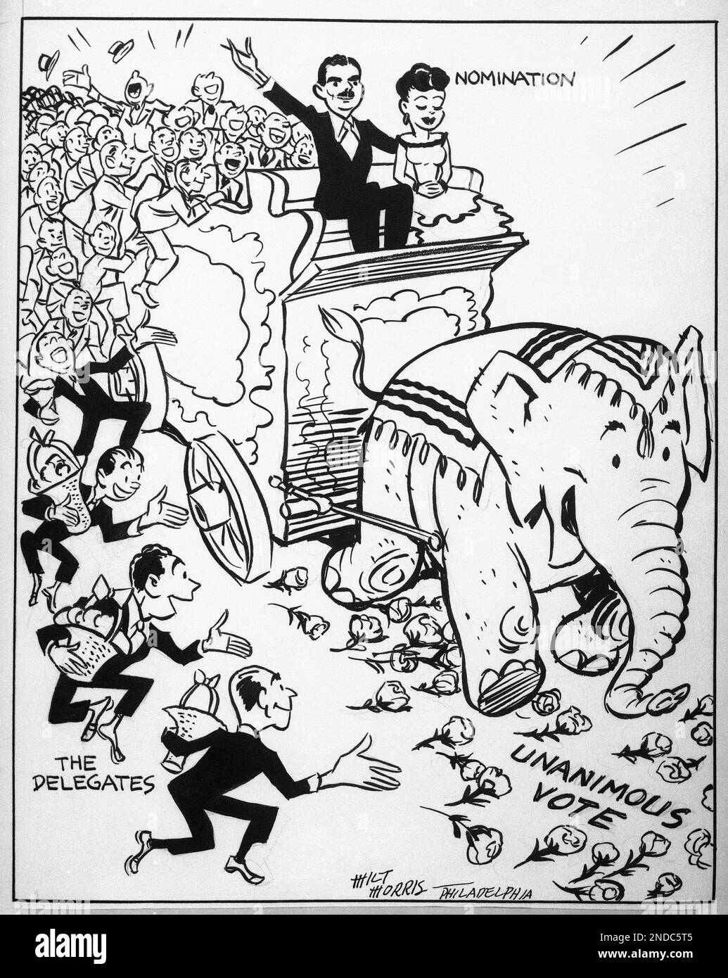 In this cartoon by AP artist Milt Morris, Thomas E. Dewey is depicted ...