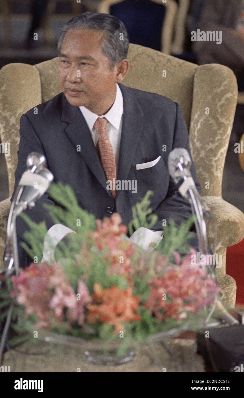 Gen. Lon Nol, Cambodian President and six-star General, during ceremony ...