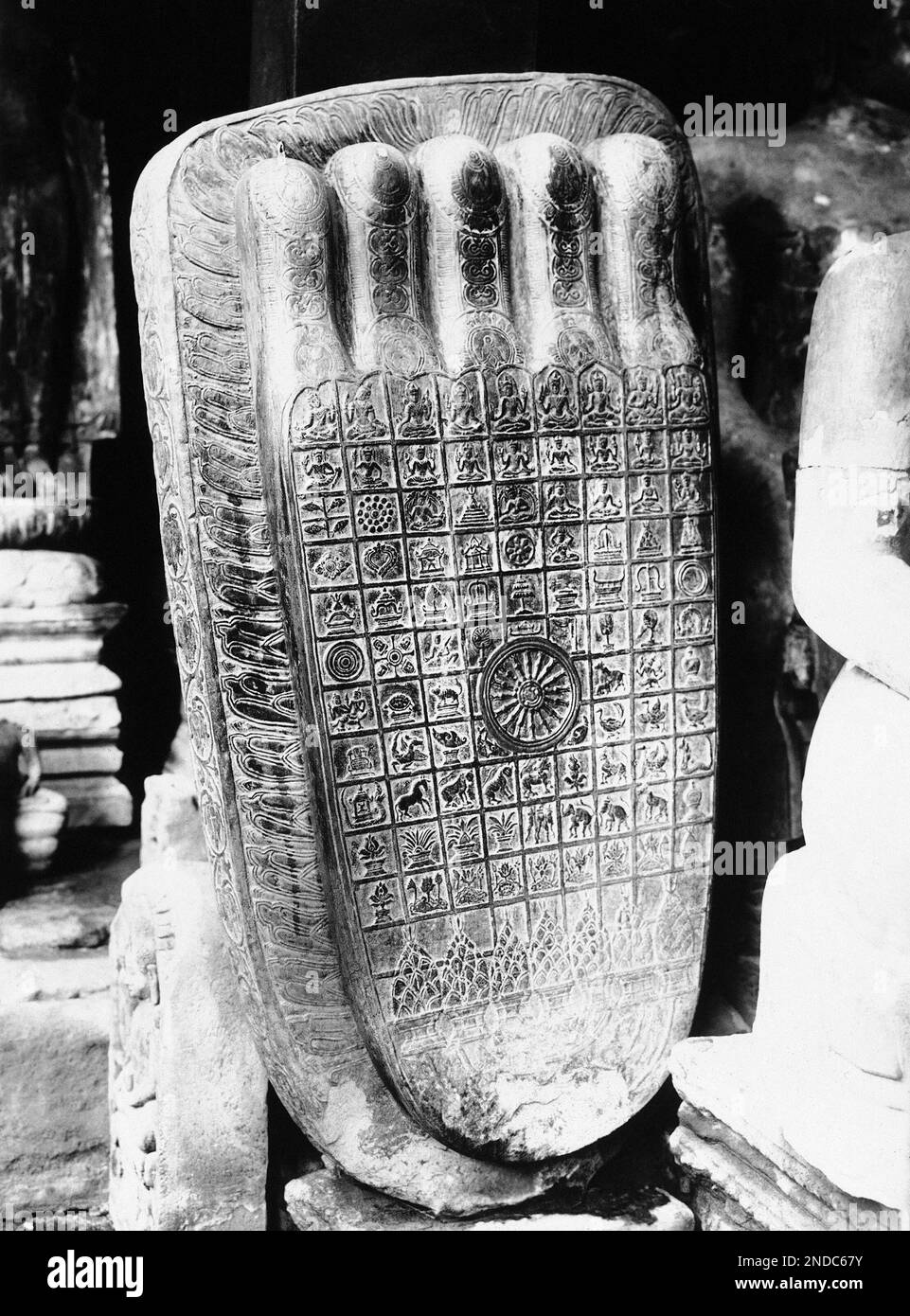 Giant foot of a statue of Buddha at Angkor-Wat in Cambodia on March 9 ...