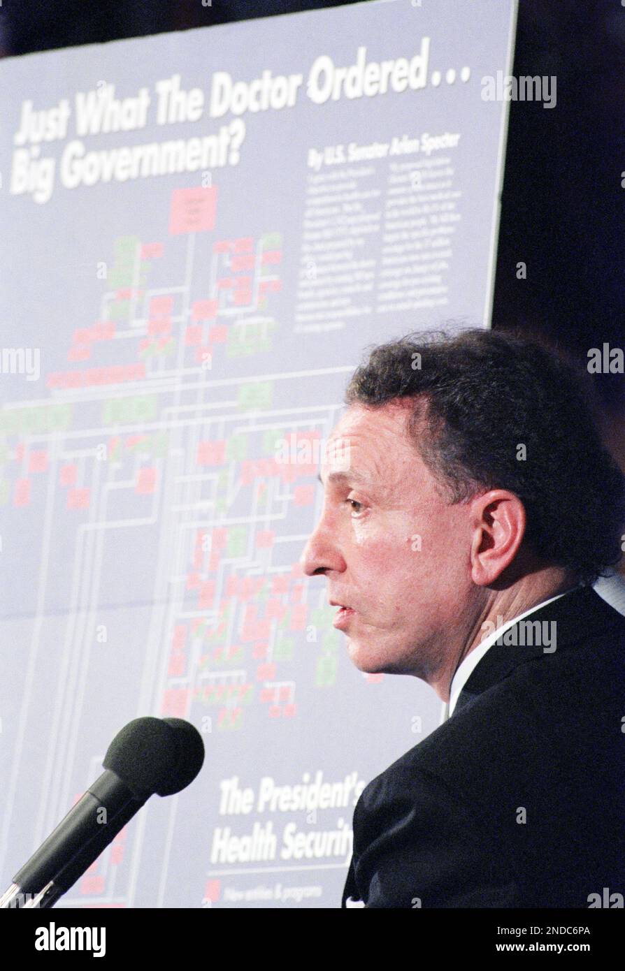 Sen. Arlen Specter, R-Pa., uses his "Big Government" chart while ...