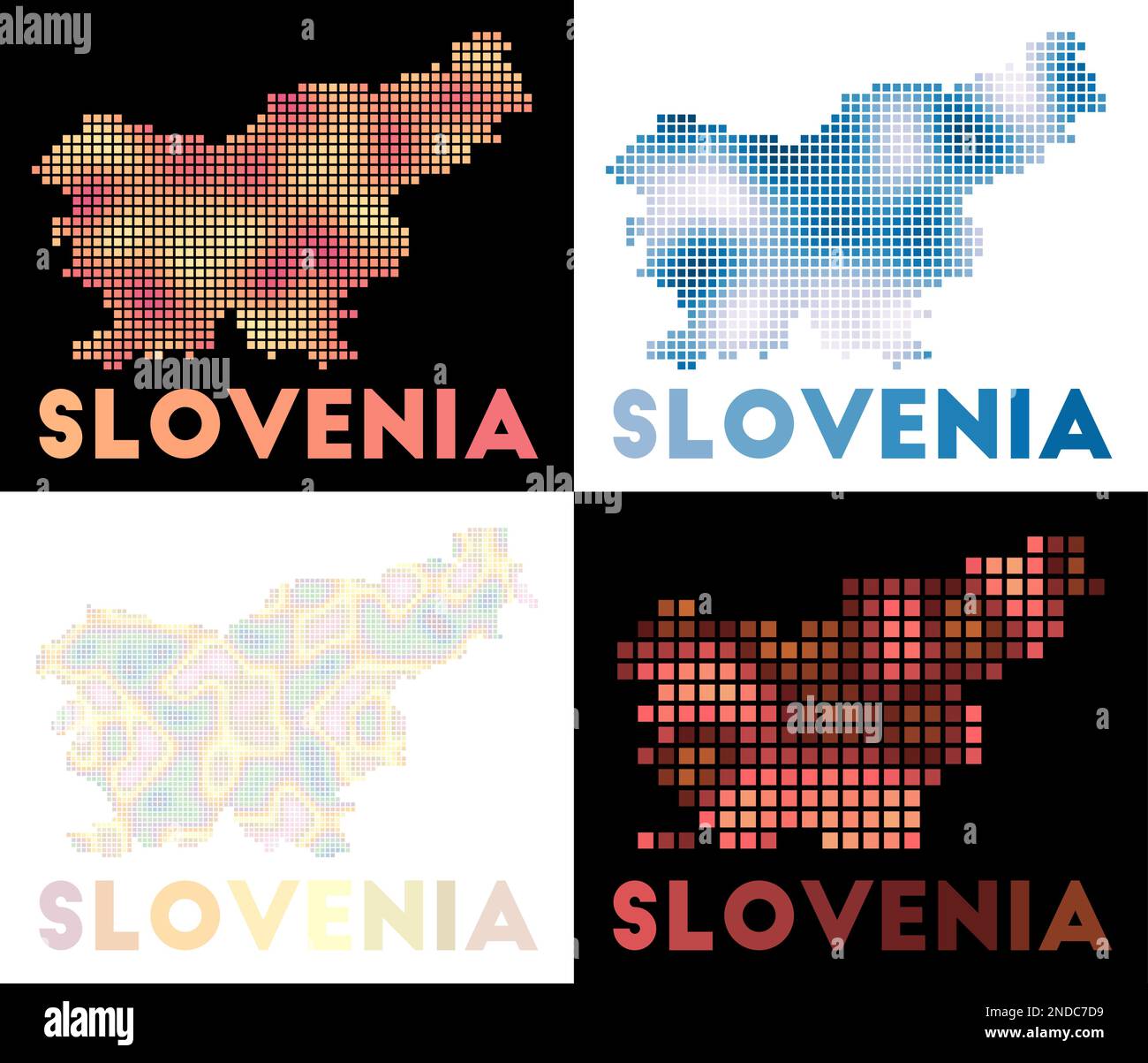 Slovenia map. Collection of maps of Slovenia in dotted style. Borders ...