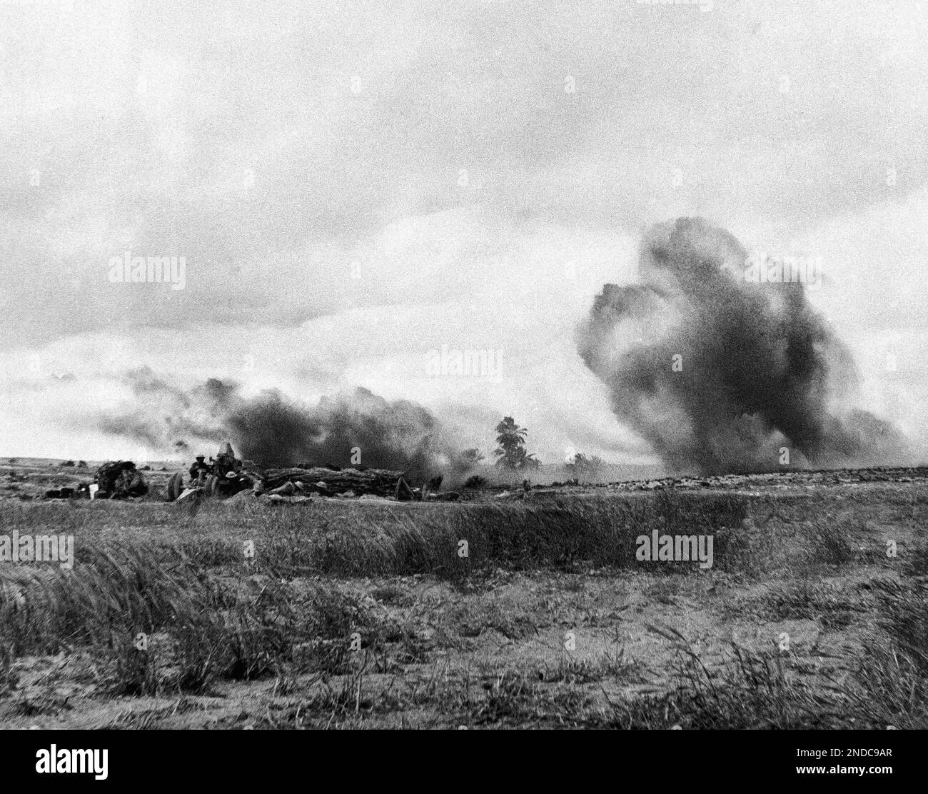 The British Eighth Army shells forward Axis positions during the Battle ...