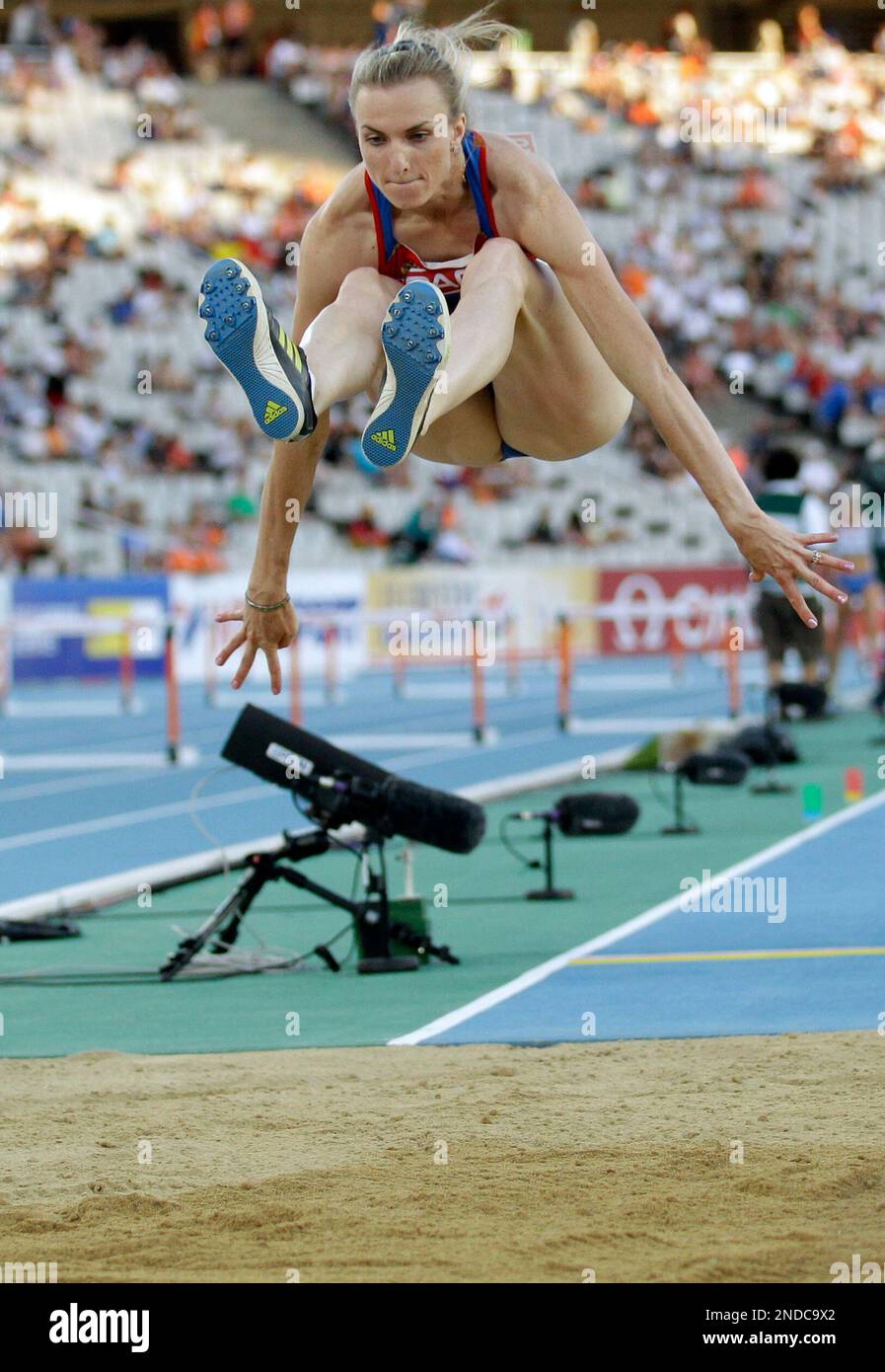 Russia's Olga Kucherenko competes in the Women's Long Jump final during ...
