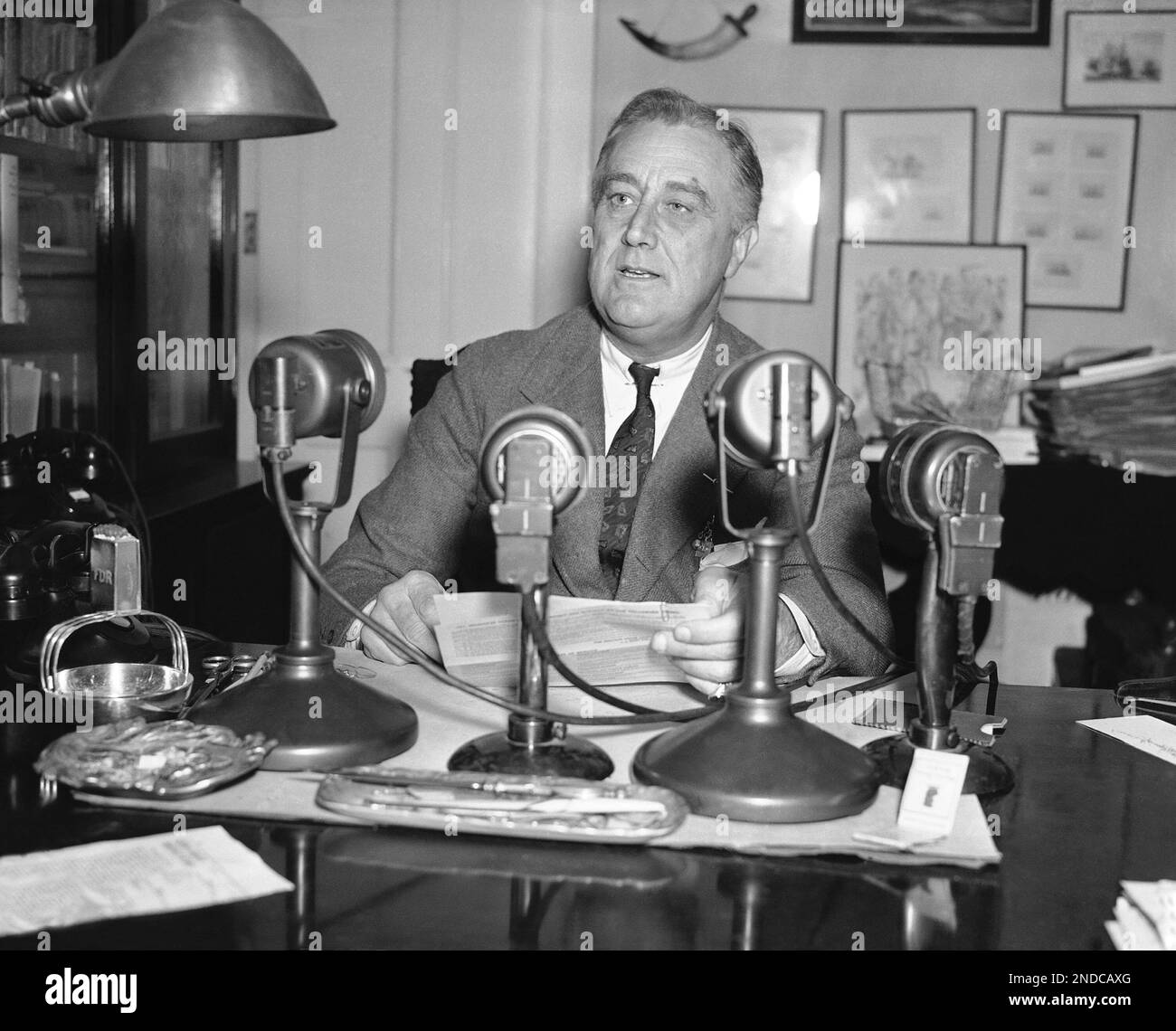 President Franklin D. Roosevelt in the study of Krum Elbow, his Hyde ...