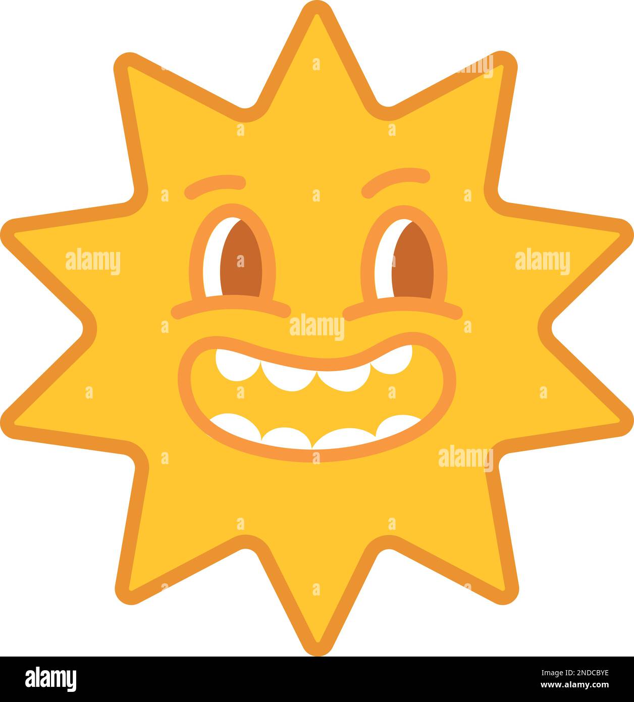 Laughing yellow star. Shining rays with happy face Stock Vector Image ...