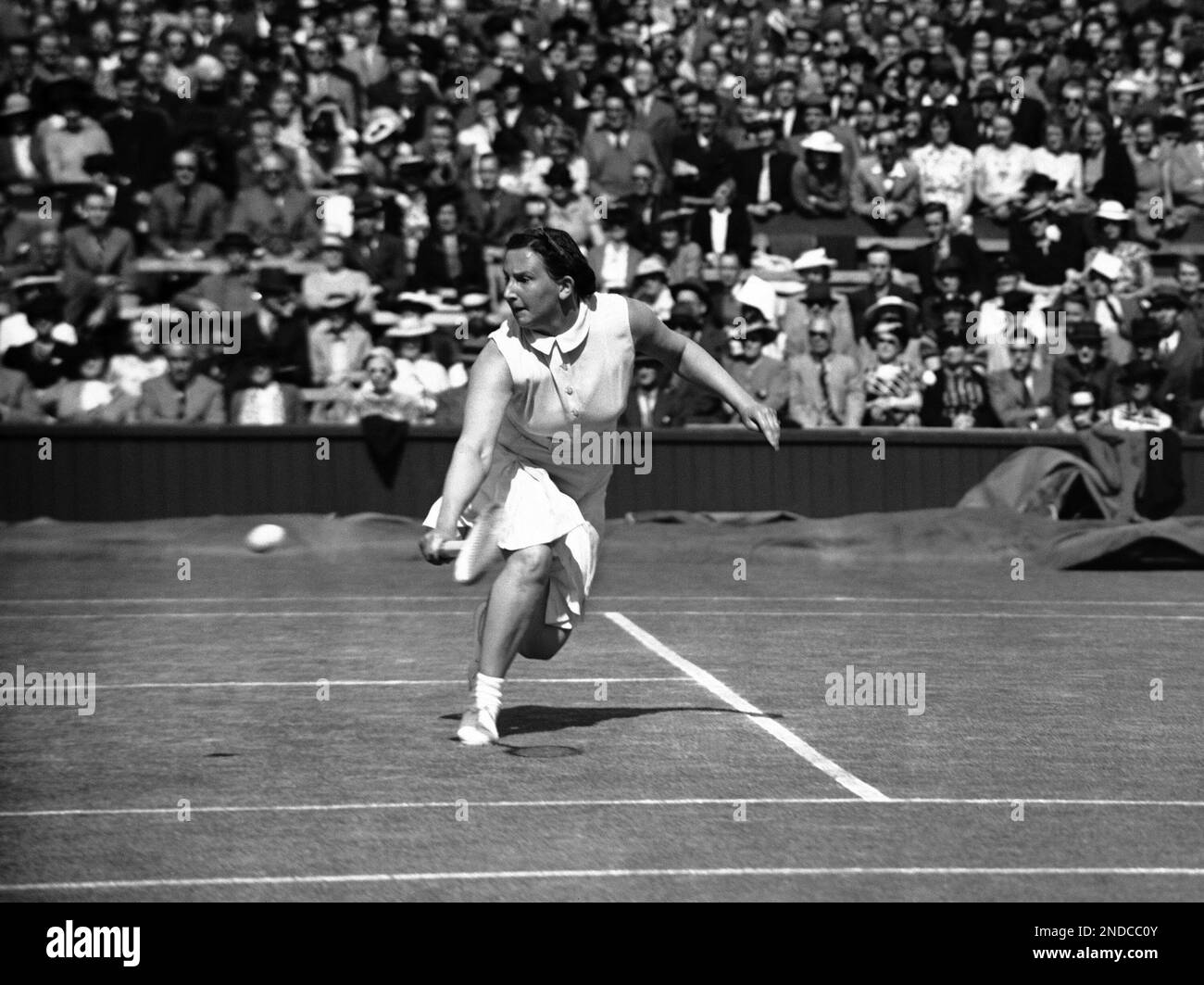 British tennis player Mrs. Dorothy Round Little in play against Mrs ...