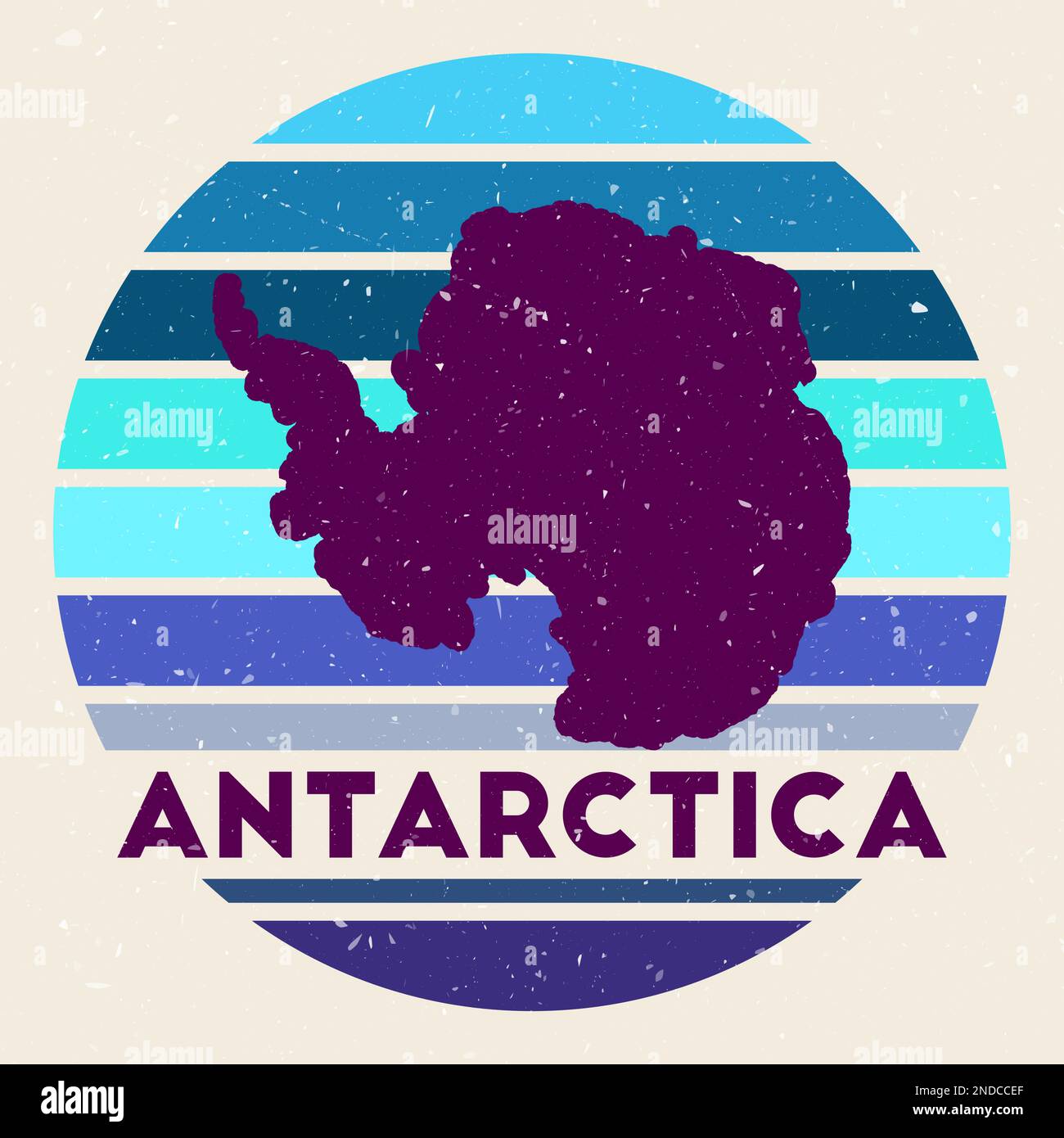 Antarctica logo. Sign with the map of the continent and colored stripes ...