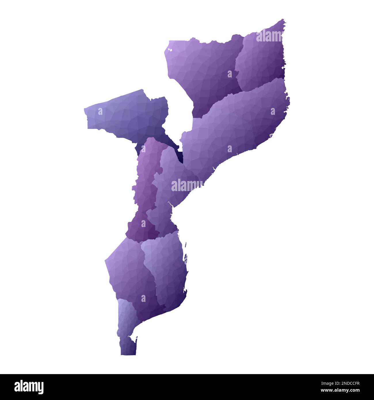Mozambique map. Geometric style country outline. Bewitching violet ...