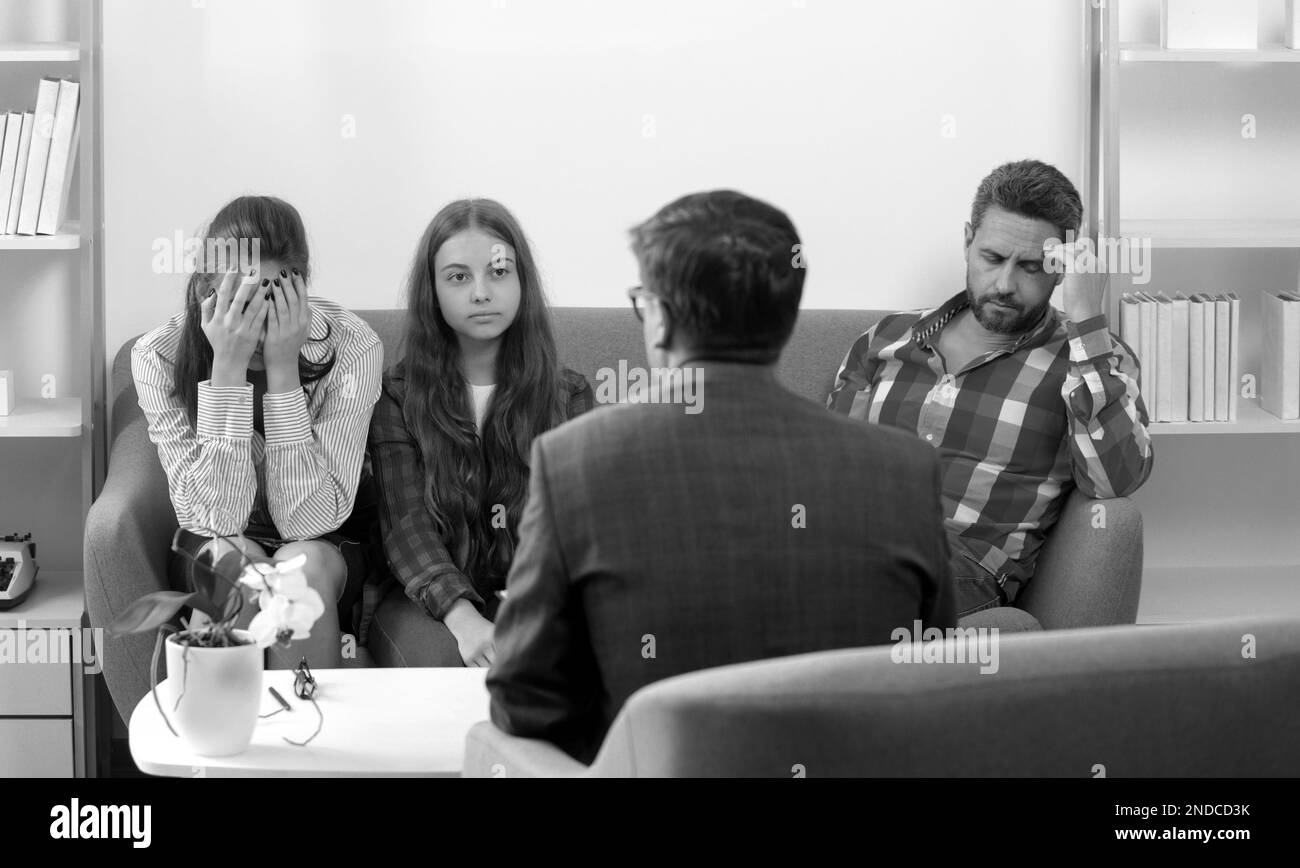 Psychology, mental family therapy, psychologist with family at ...