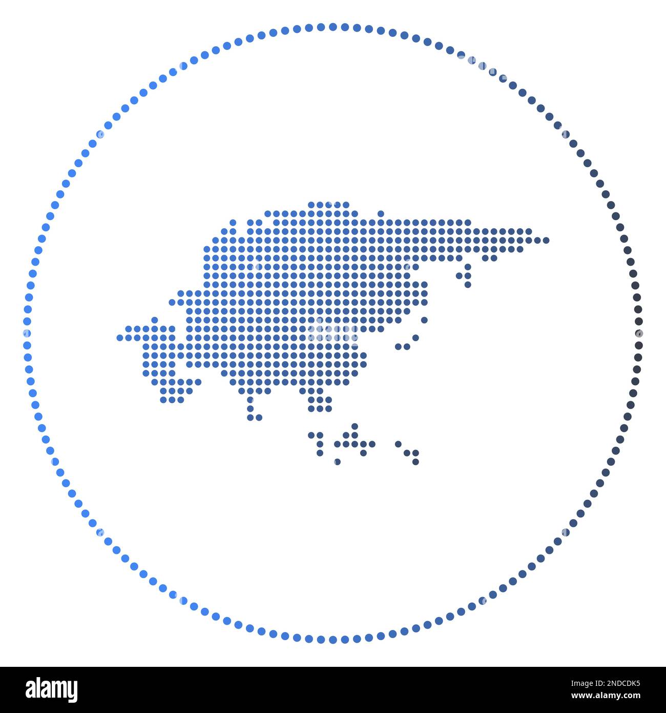 Asia digital badge. Dotted style map of Asia in circle. Tech icon of ...