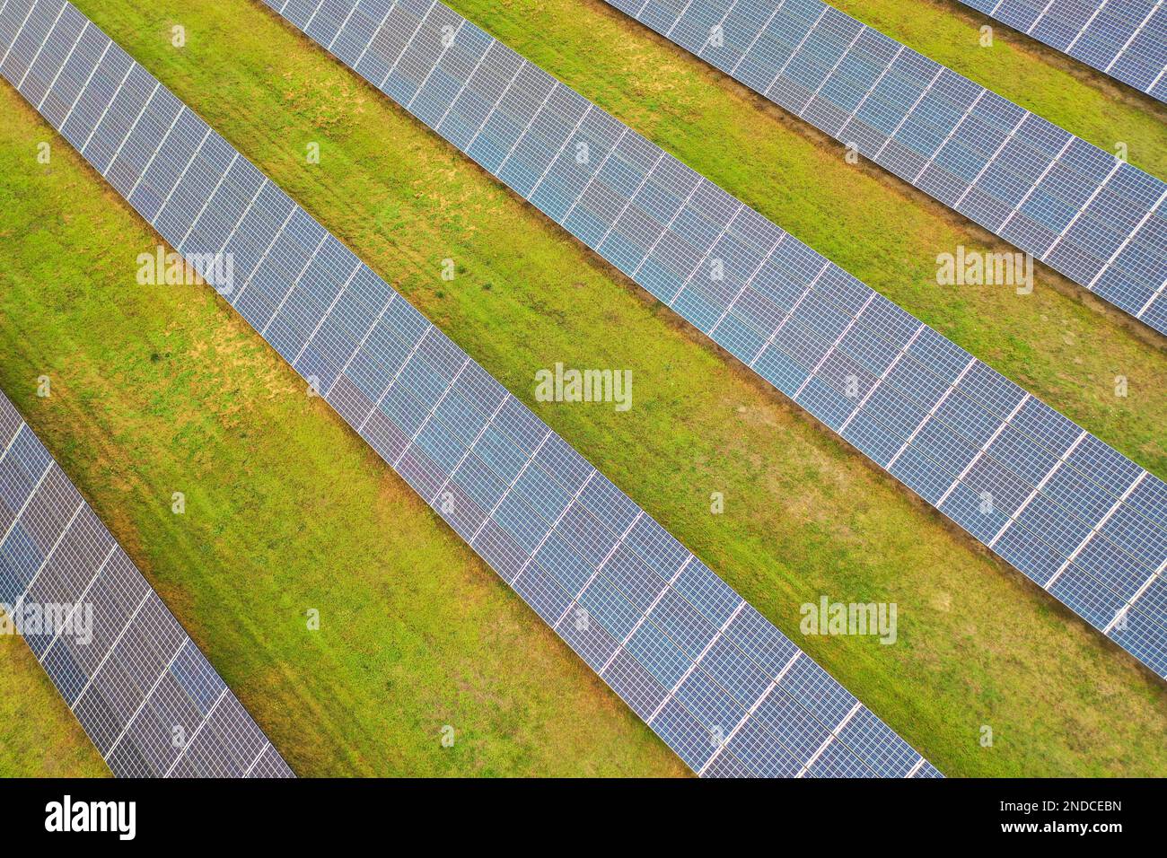 Aerial view of the solar power plant from above. Converting solar ...