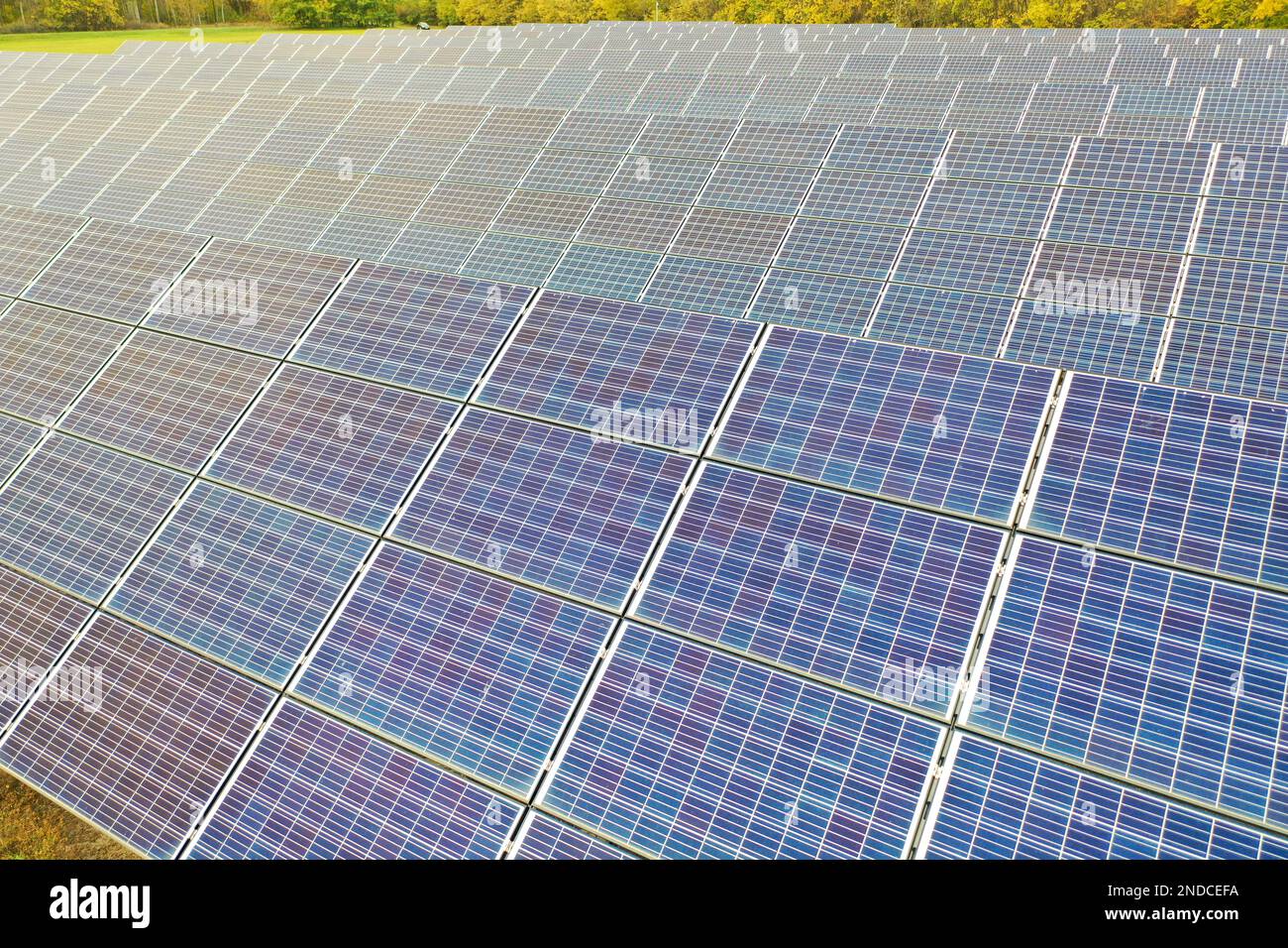 Aerial view of the solar power plant from above. Converting solar ...