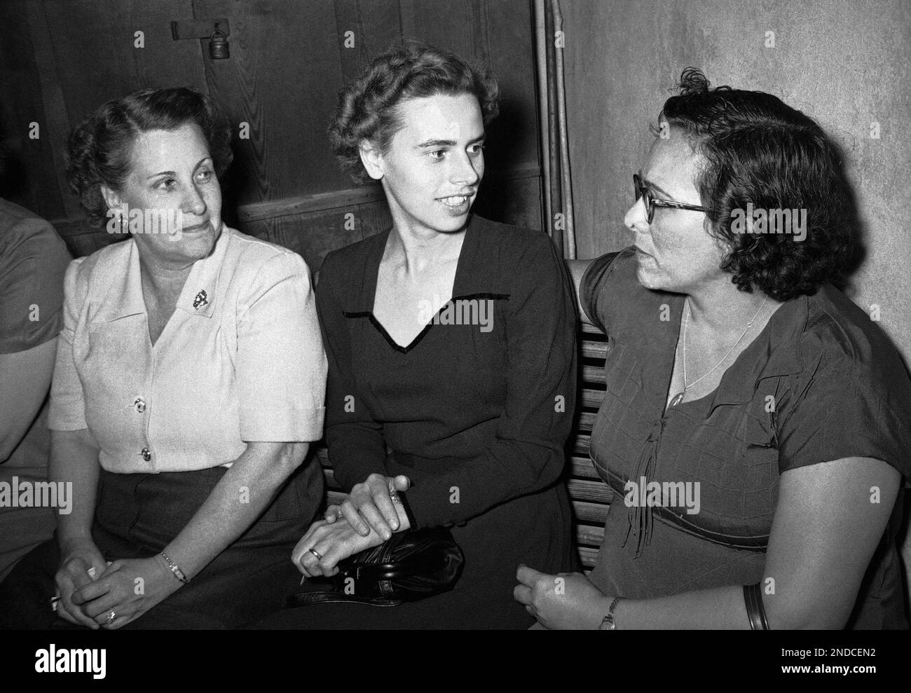 Left to right: Mrs. Stephen Hogg, Karen Olsen, and Mrs. Luis Monterde ...