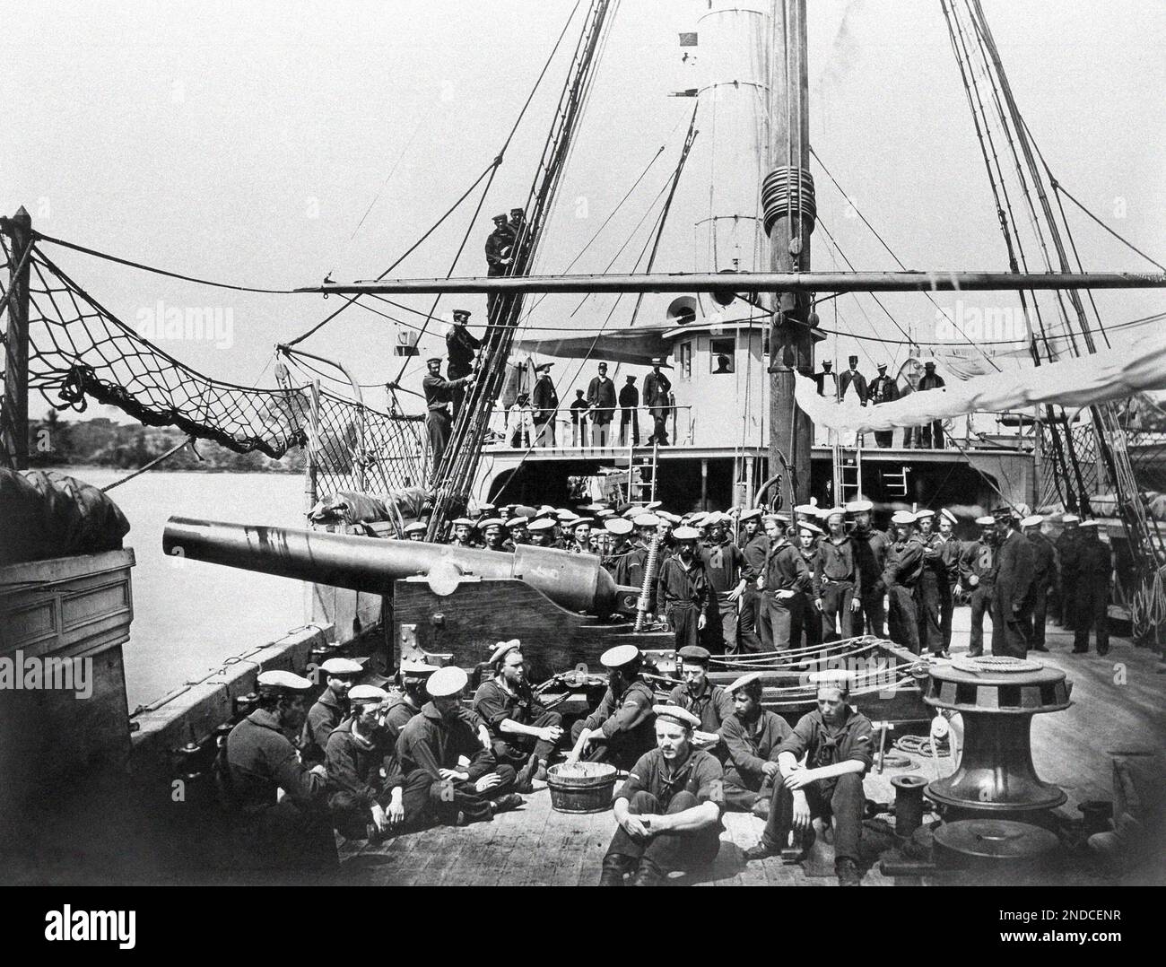 The Union gunboat, “Mendota”, photographed at a James River, Virginia ...