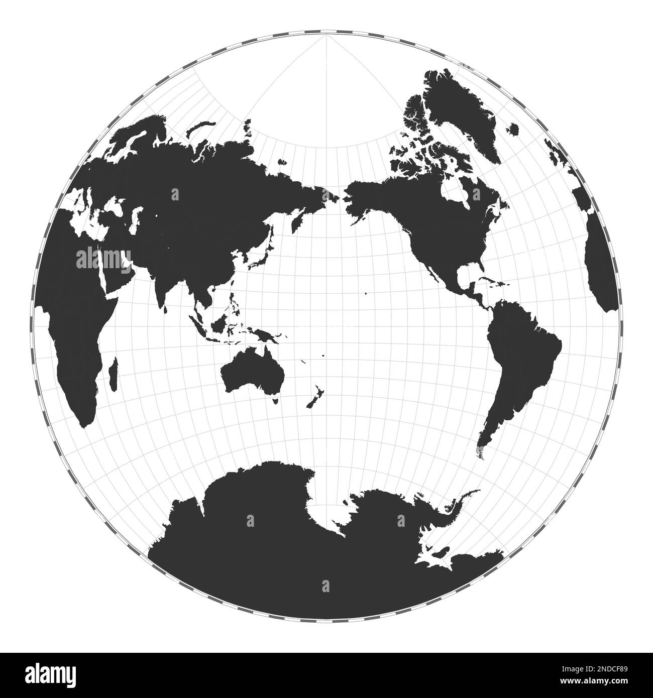 Vector world map. Van der Grinten II projection. Plain world ...
