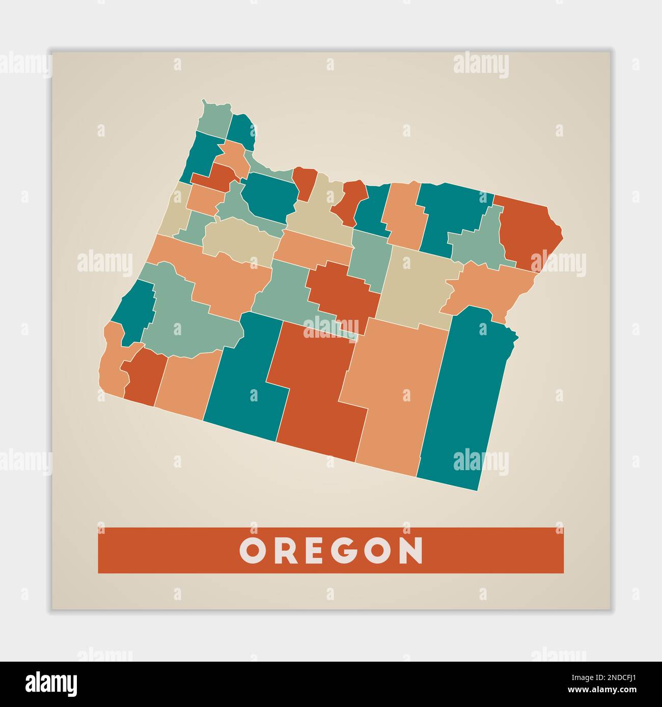 Oregon poster. Map of the US state with colorful regions. Shape of ...