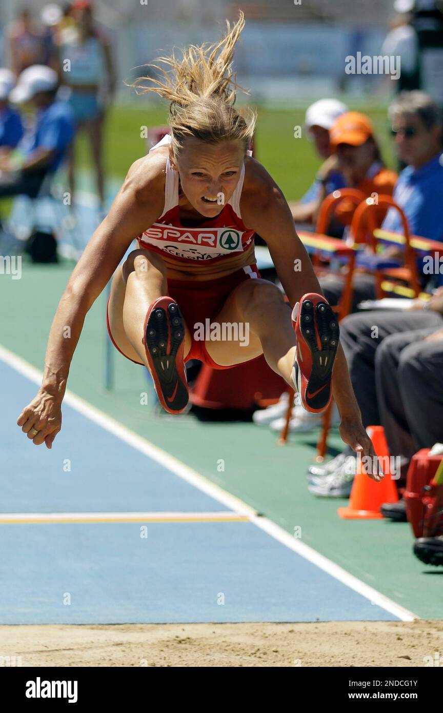 Latvia's Lauma Griva competes in the Women's Long Jump qualification ...