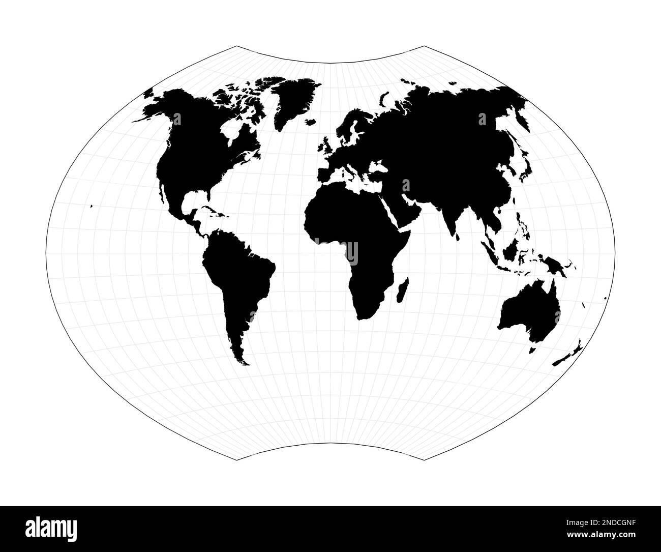 Abstract map of the world. Ginzburg VI projection. Plain world ...