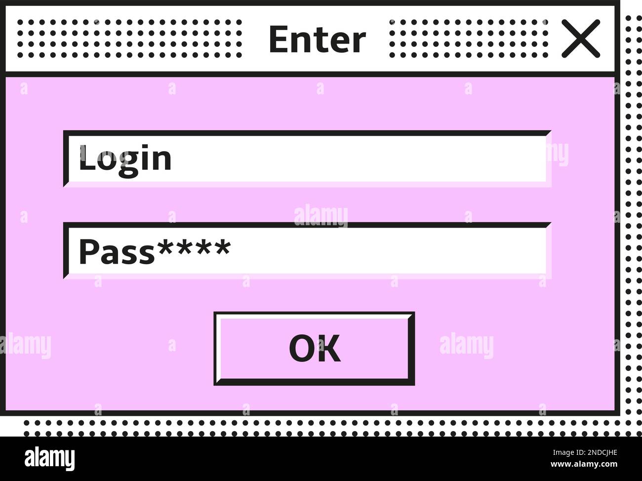 Login window. Retro enter interface locked with password Stock Vector ...