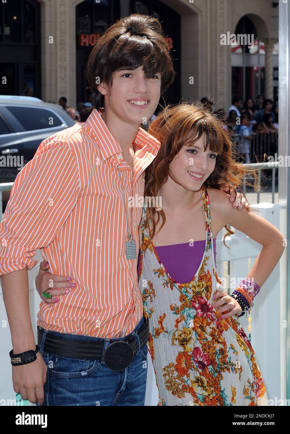 Andy Thorne, at right, and Bella Thorne arrives at the world premiere ...