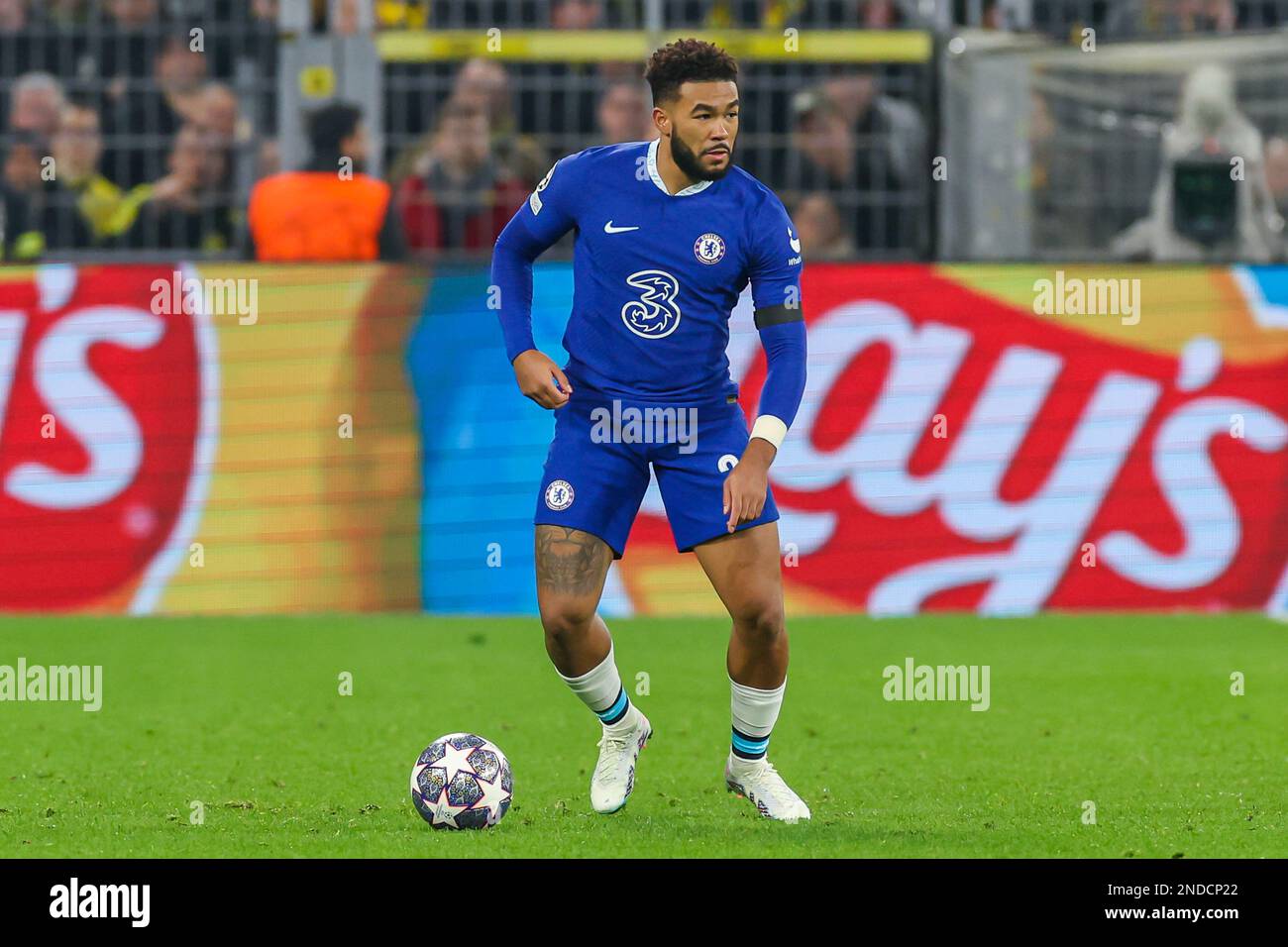 DORTMUND, GERMANY - FEBRUARY 15: Reece James of Chelsea during the UEFA ...