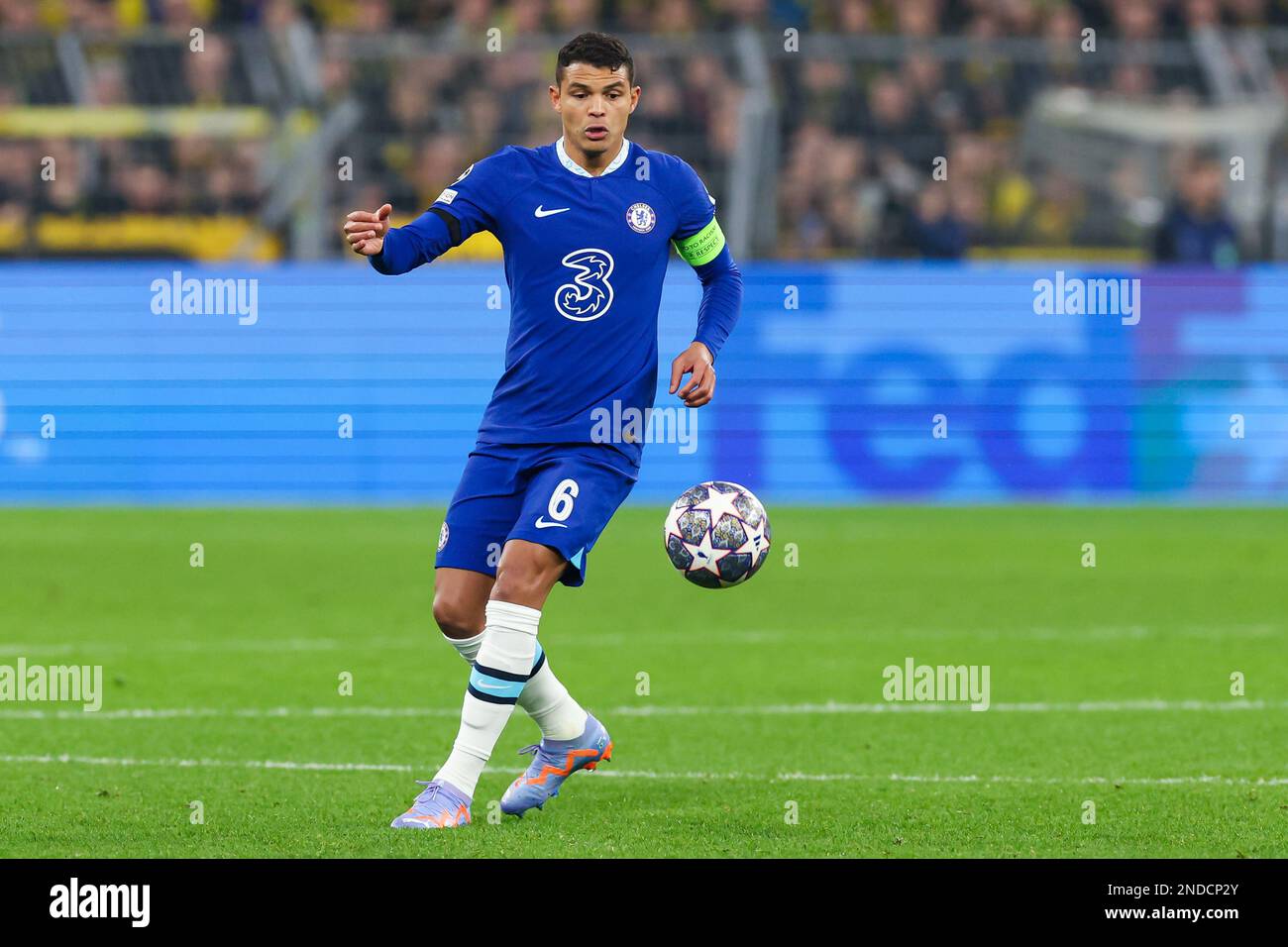 DORTMUND, GERMANY - FEBRUARY 15: Thiago Silva (c) of Chelsea during the ...