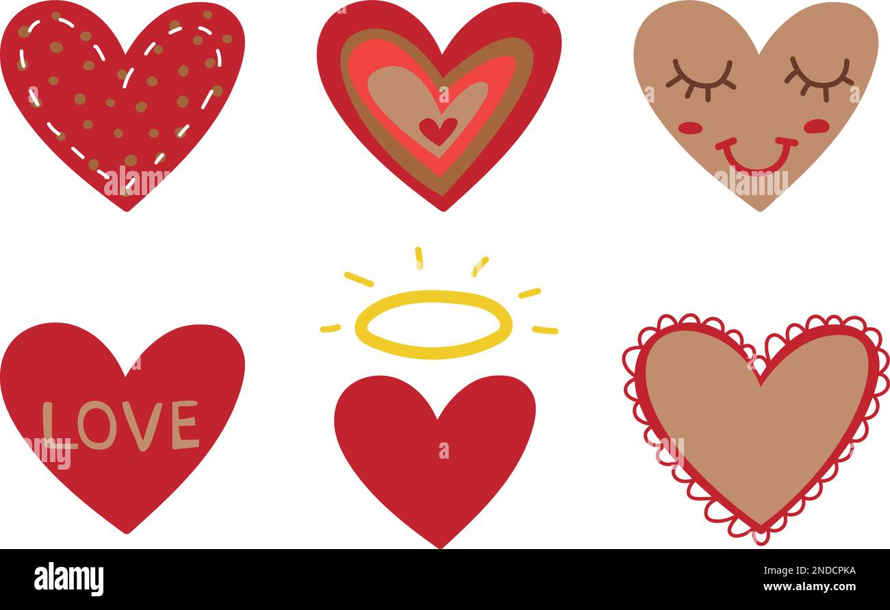 Cute heart set. Love symbols. Romantic signs Stock Vector Image & Art ...