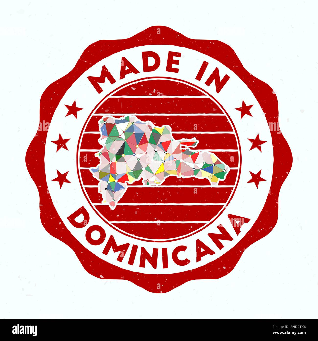 Made in Dominicana. Country round stamp. Seal of Dominicana with border ...